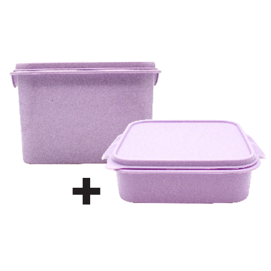 Table Charm Direct. Square Food Storage 3Lt + Lunch Box 1.5Lt - Lilac
